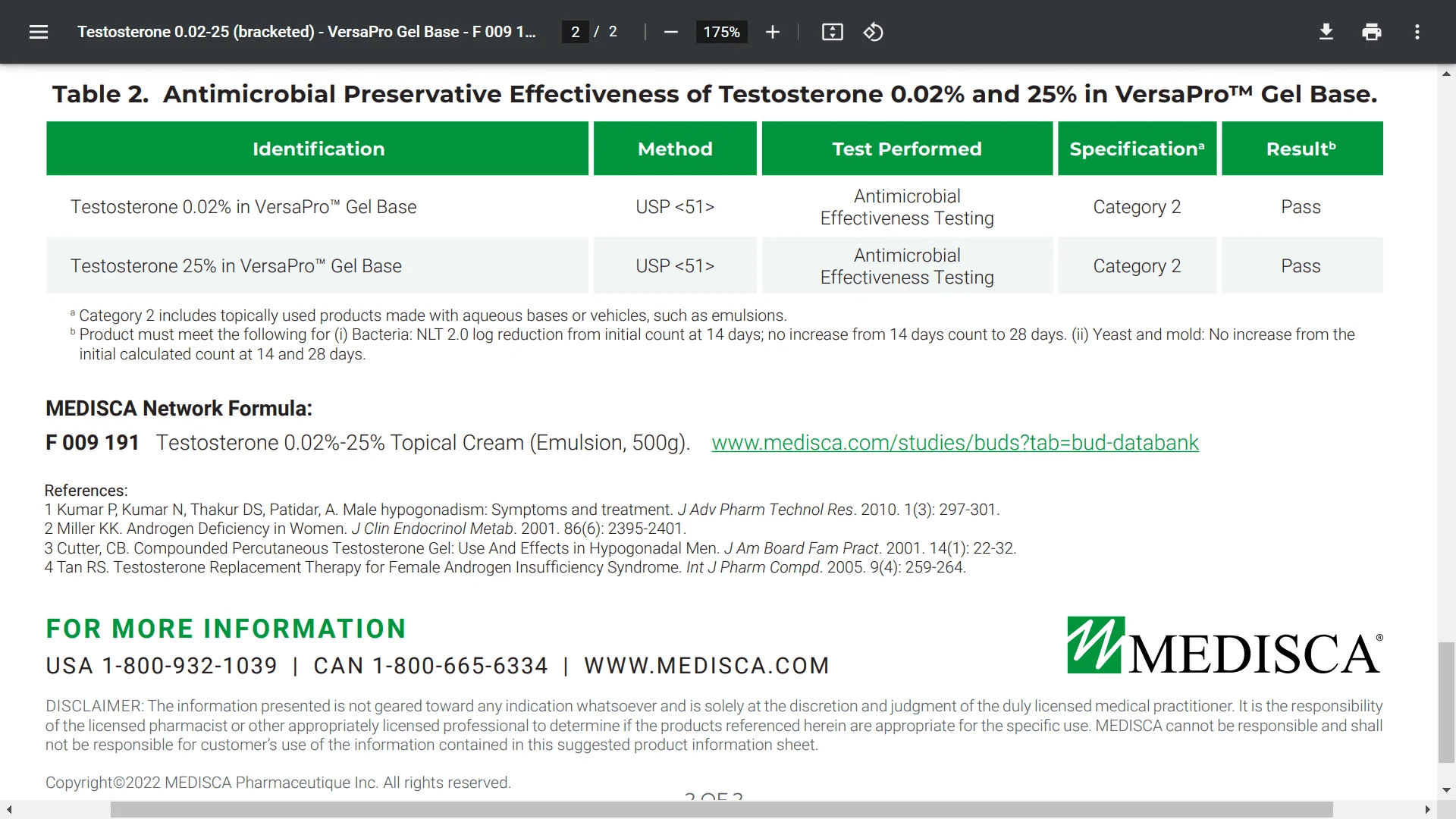 Stability Assessment of Compounded Testosterone 0.02-25% in VersaPro ...