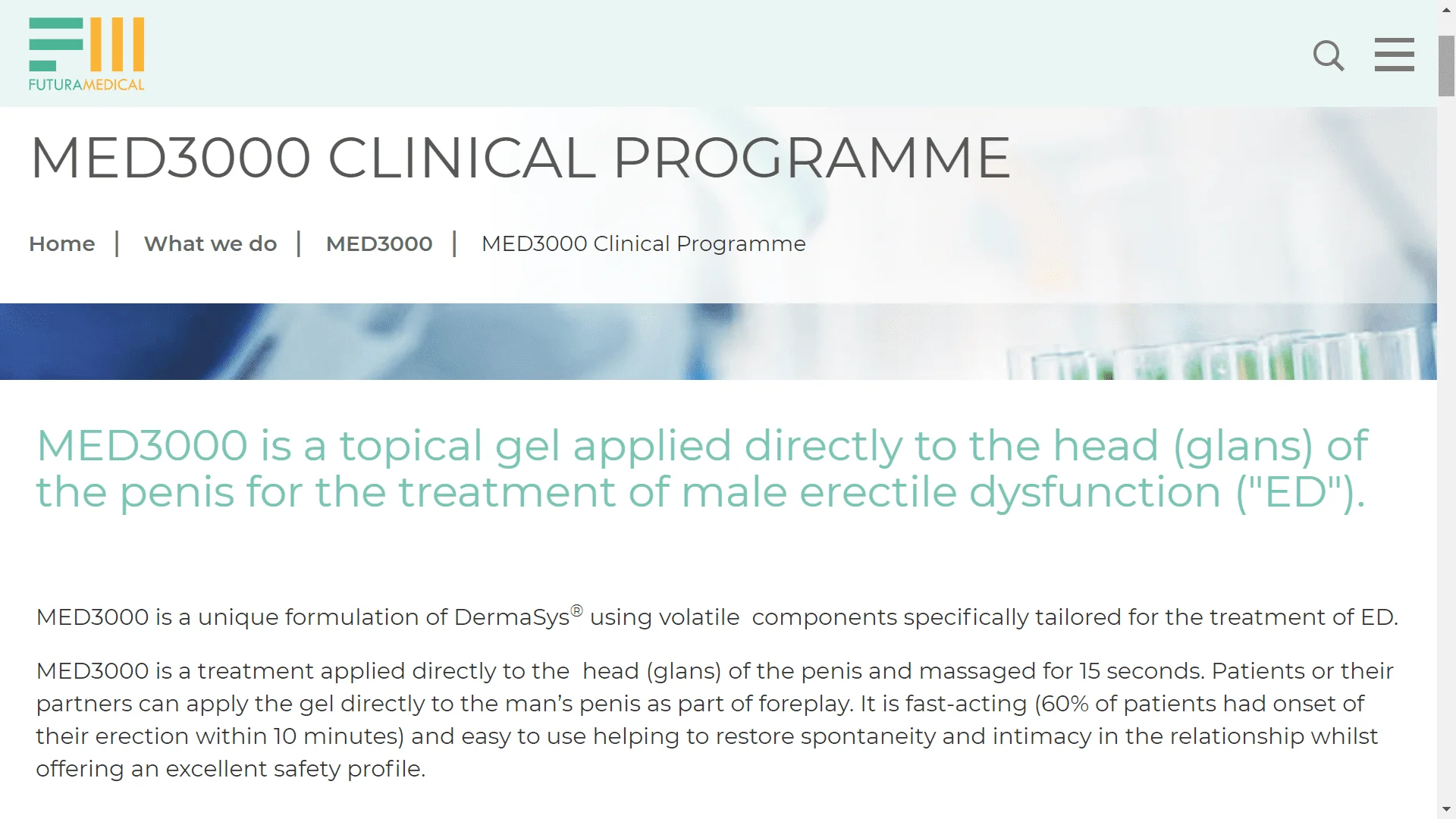 Topical gel applied directly to the head (glans) of the penis for the ...